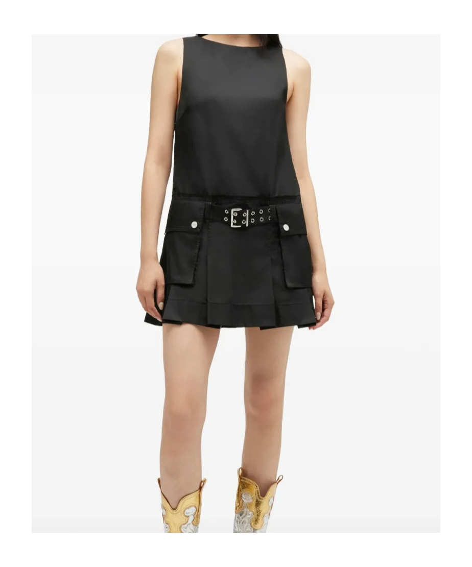 Ganni Beaded Crepe Mini Dress In Black - 65% Off | Editorialist