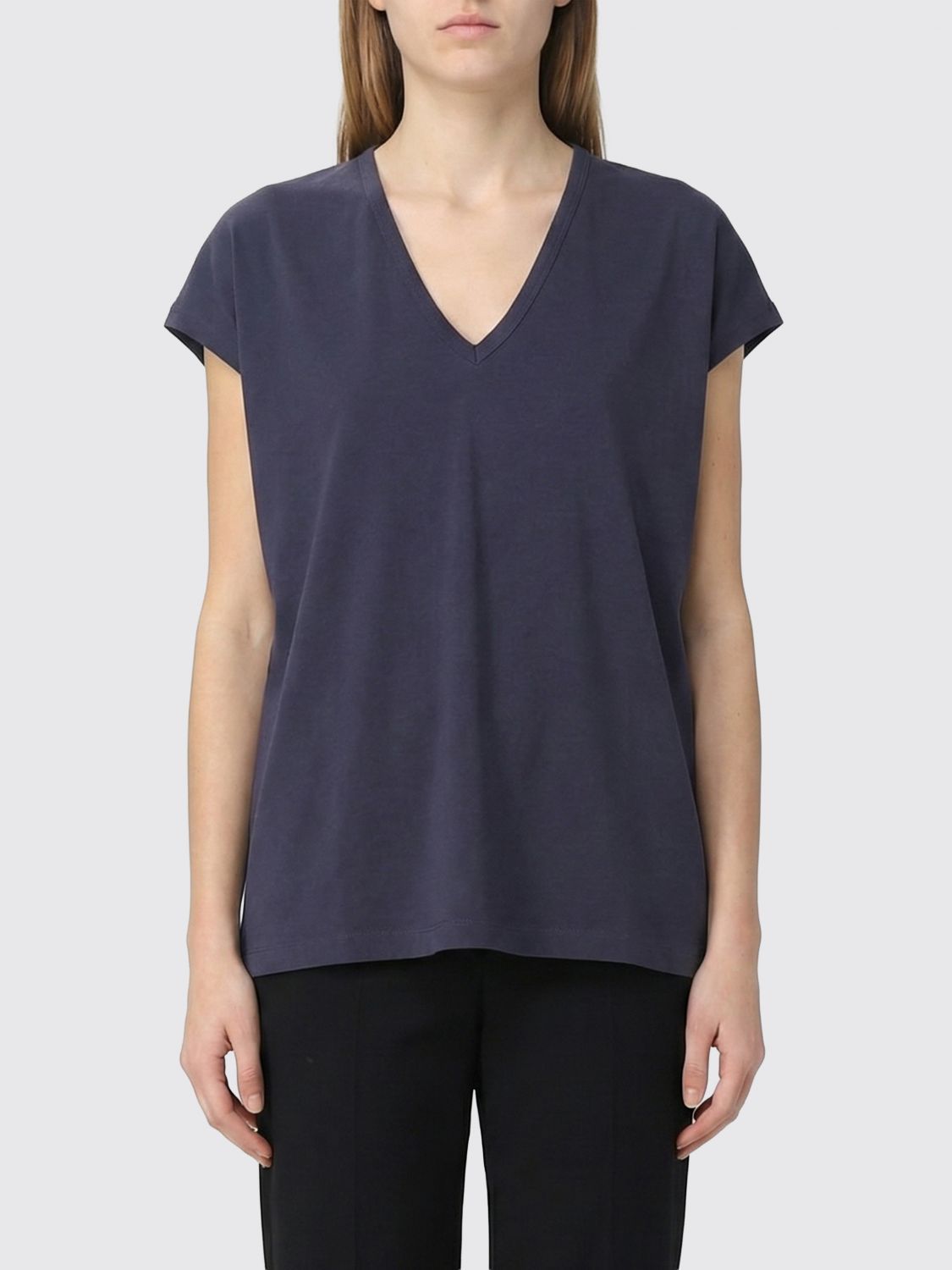 DRIES VAN NOTEN Dries Van Noten V-Neck T-Shirt with Cap Sleeves and Draping