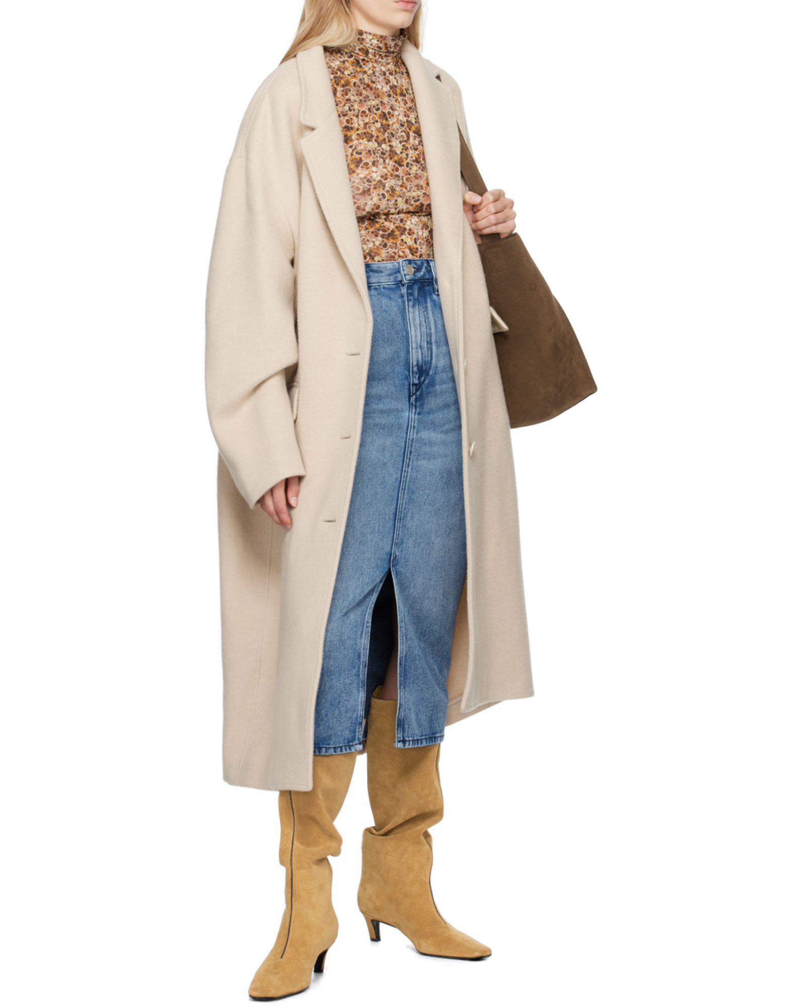 ISABEL MARANT ÉTOILE Isabel Marant High-Waist Denim Midi Skirt with Front Slit