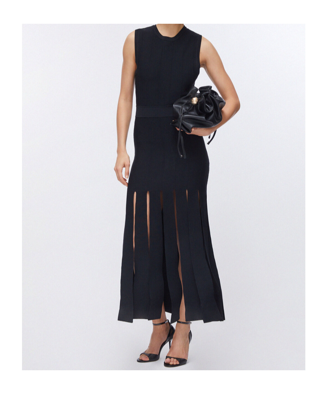 LIU JO Liu Jo Sleeveless Knit Maxi Dress with Fringed Hem