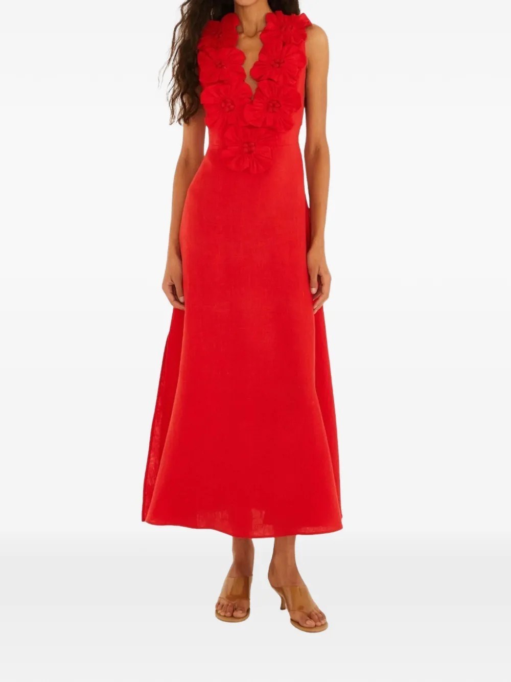 FARM RIO Farm Rio 3D Floral V-Neck Maxi Dress