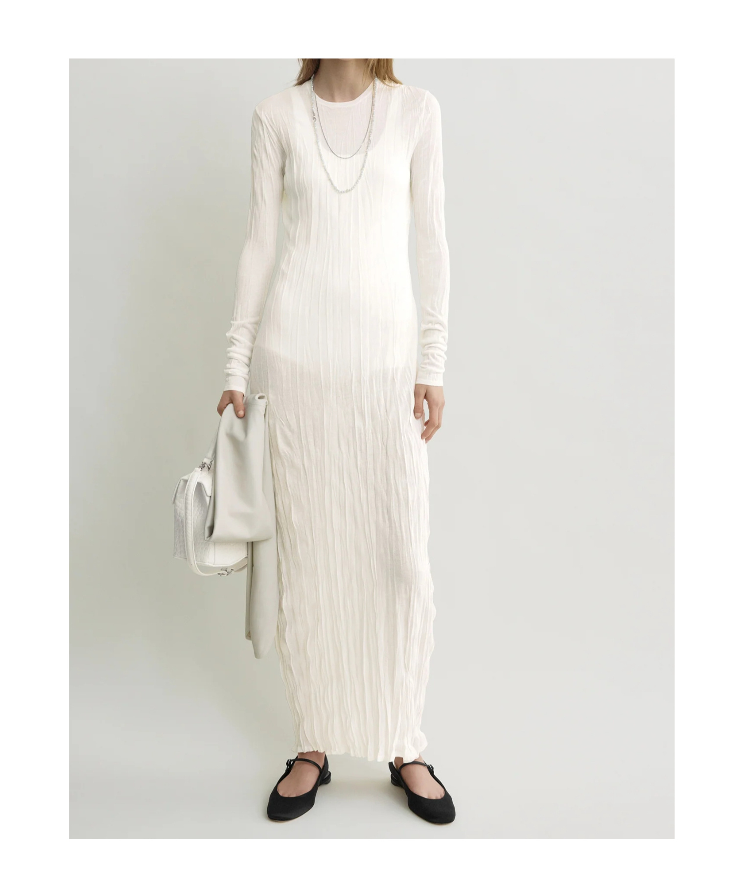 cream olivea knit maxi dress Alonza Long Sleeve Knit Midi Dress - Cream main image 0