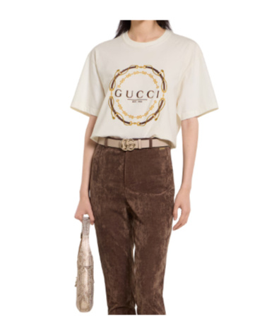 GUCCI Gucci Logo Printed Cotton T-Shirt