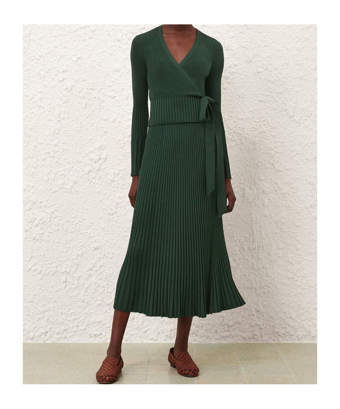 ZIMMERMANN Zimmermann Pleated Ribbed Midi Skirt