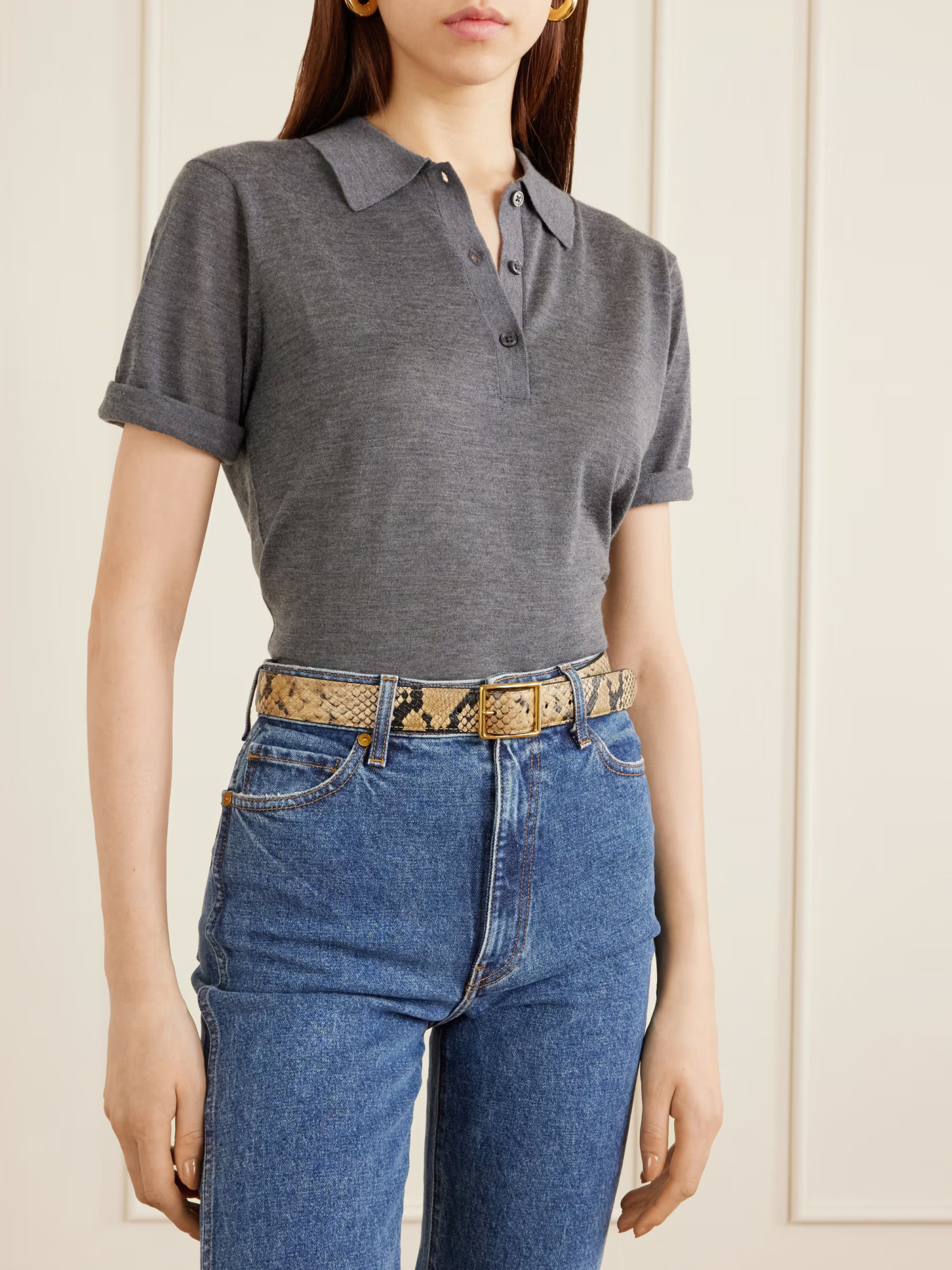 NILI LOTAN Nili Lotan Gabriele Snakeskin Leather Belt