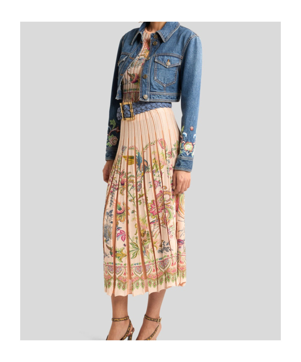 ETRO Etro Cropped Denim Jacket with Floral Embroidery