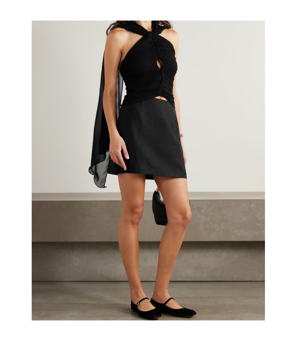 POSSE Posse Solene Ruched Chiffon Halterneck Top