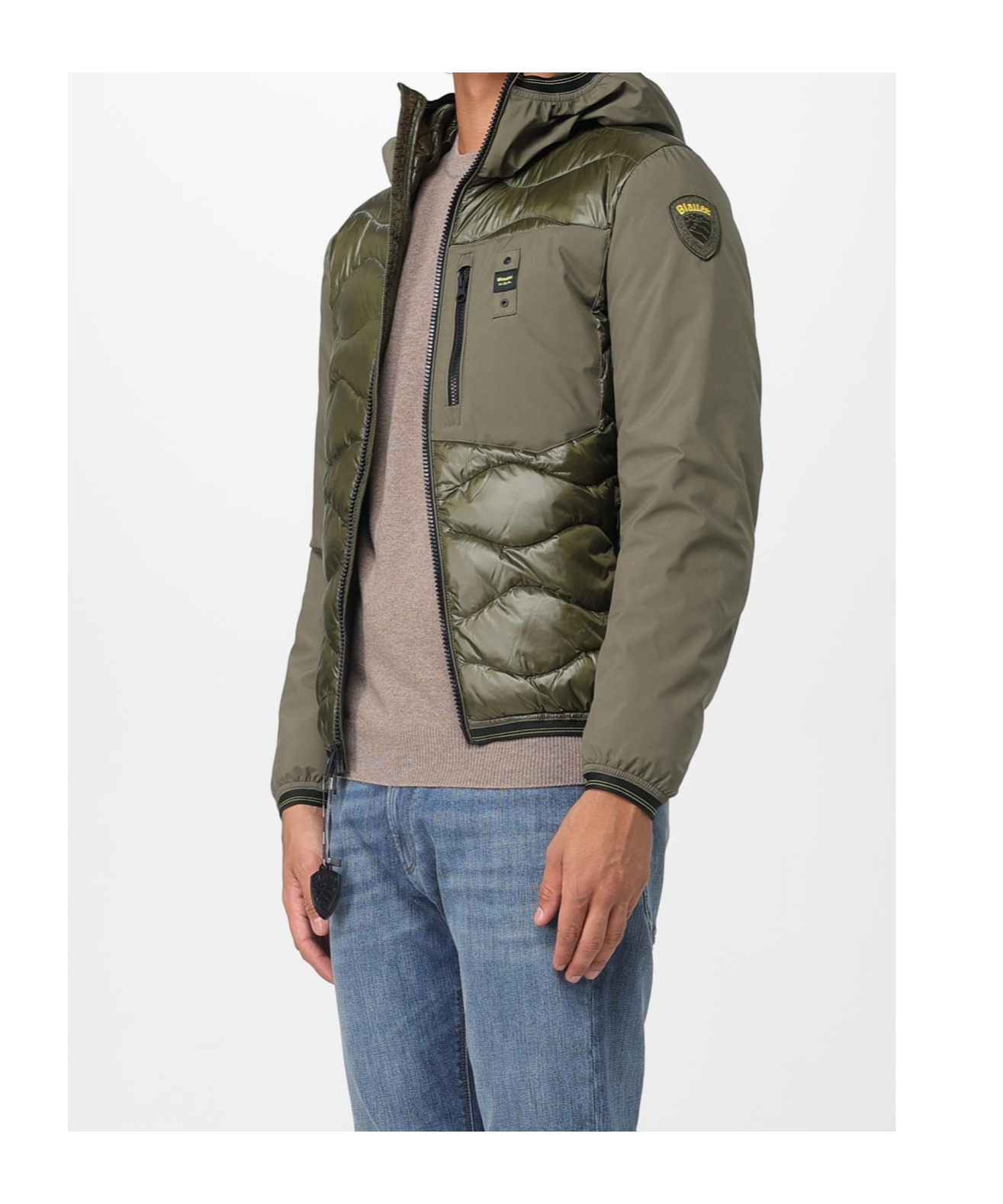BLAUER. Blauer USA Zip-Up Hooded Jacket with Chest Pocket