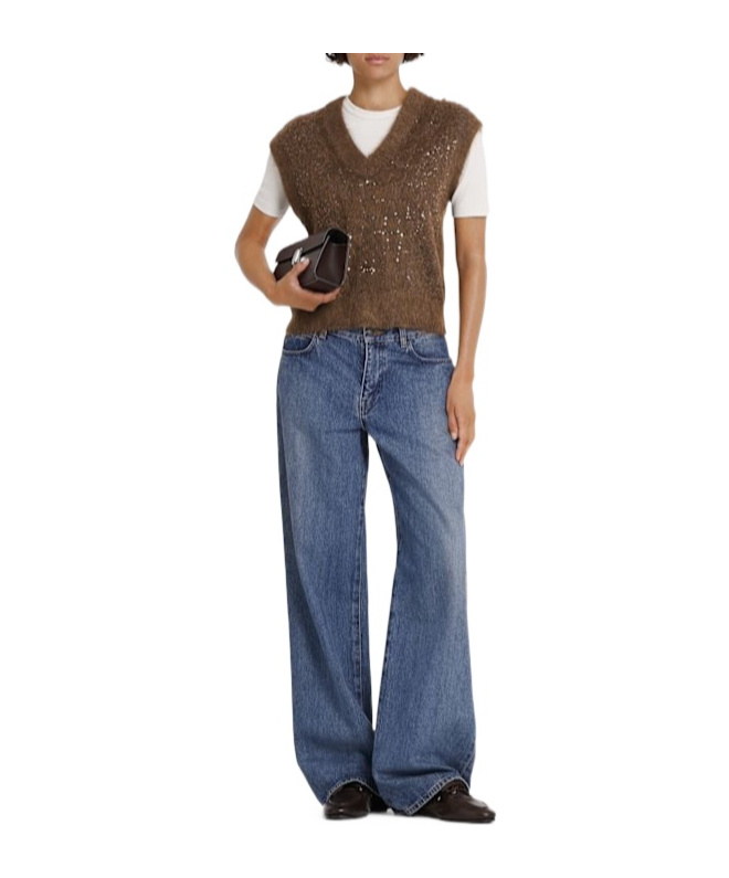 BRUNELLO CUCINELLI Brunello Cucinelli Embellished Mohair Blend Knit Vest