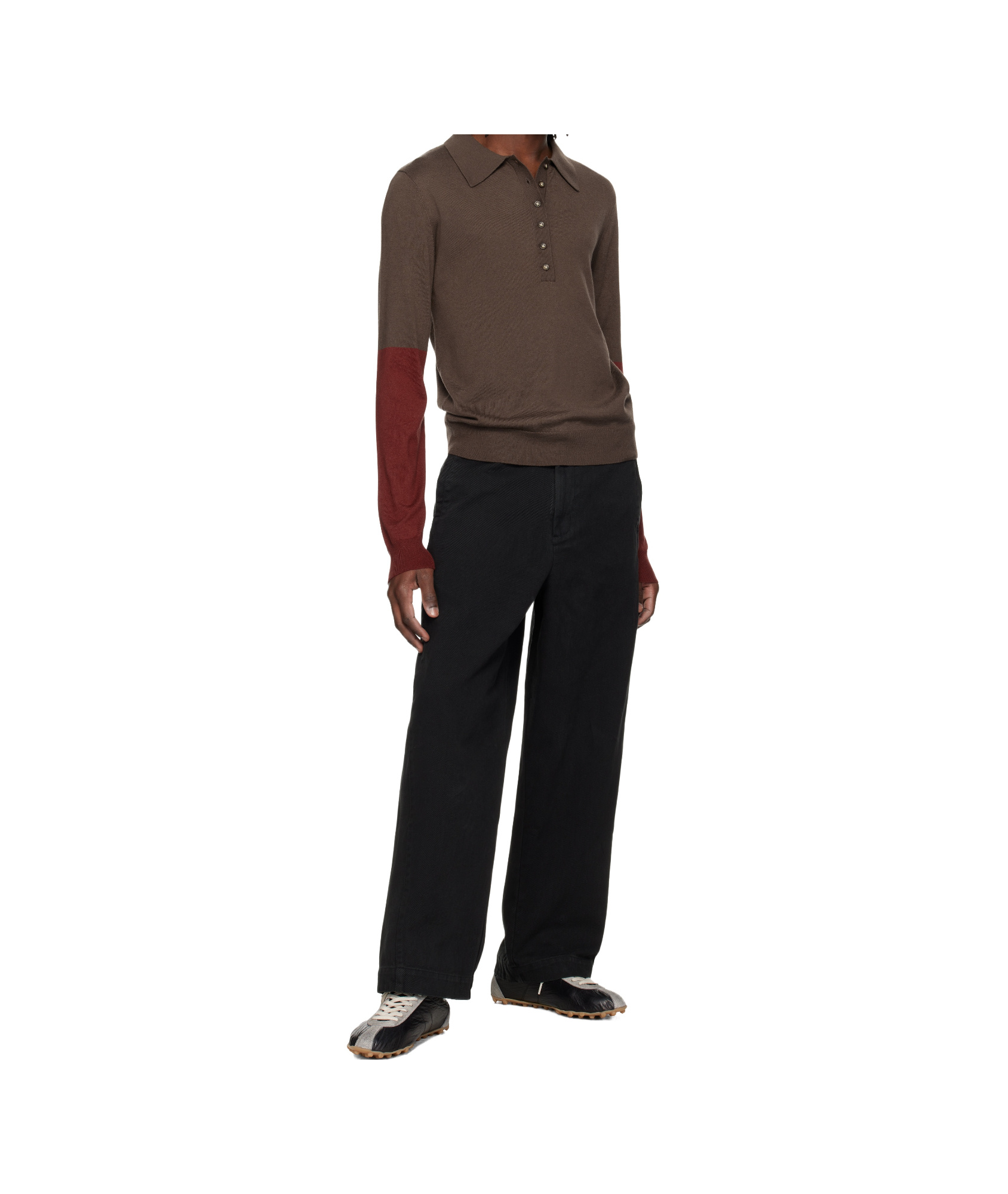 ENTIRE STUDIOS Brown Split Sleeve Polo