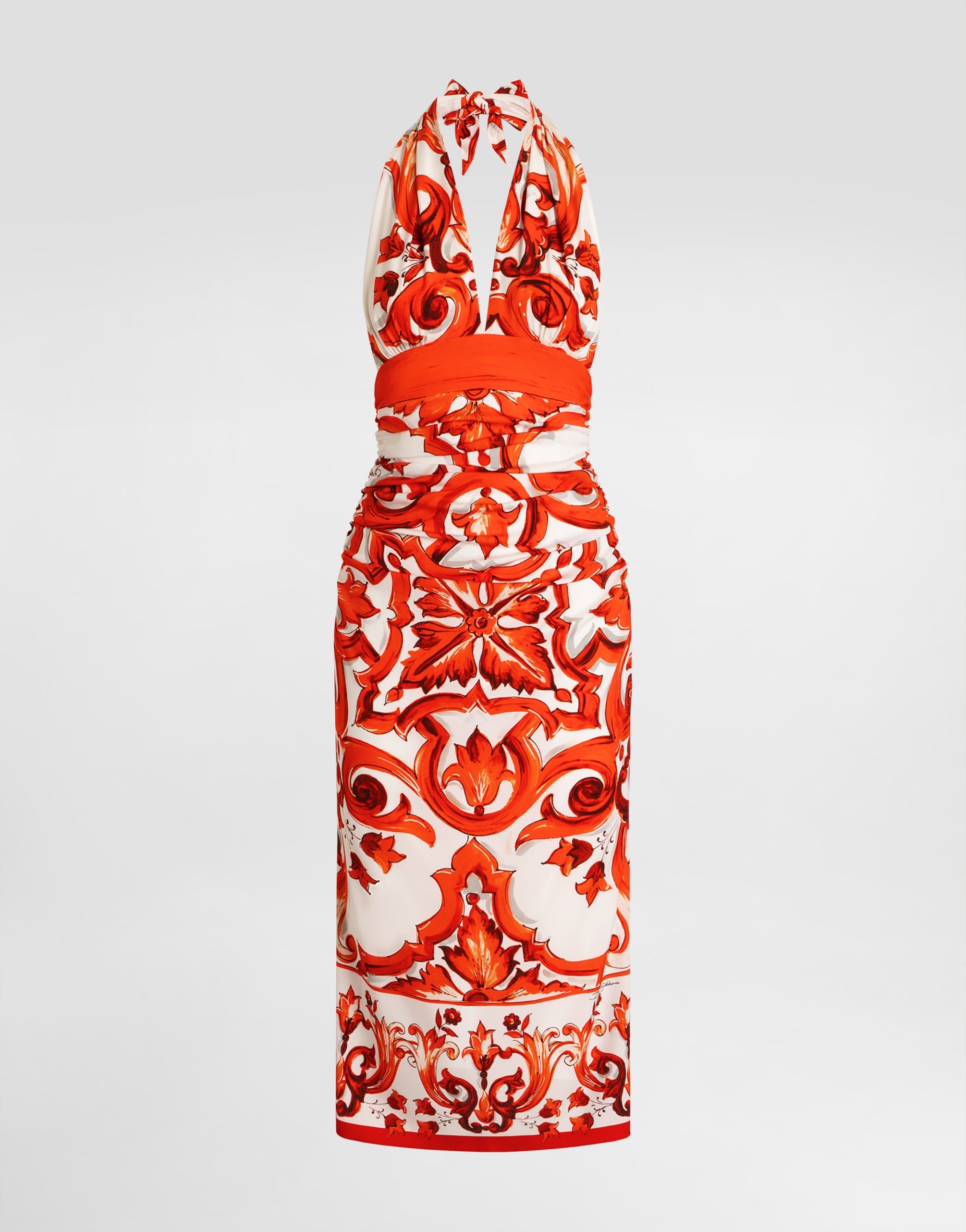 DOLCE & GABBANA Dolce & Gabbana Majolica-Print Charmeuse Maxi Dress
