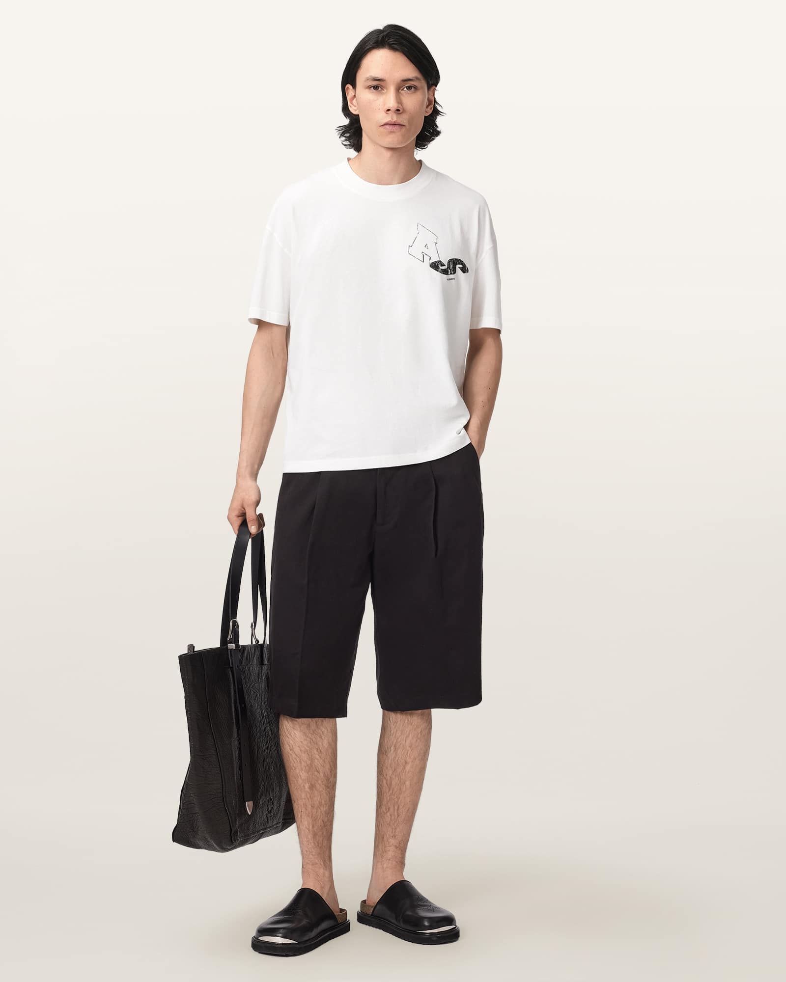 ALLSAINTS AllSaints Castro Wide Leg Cotton Shorts