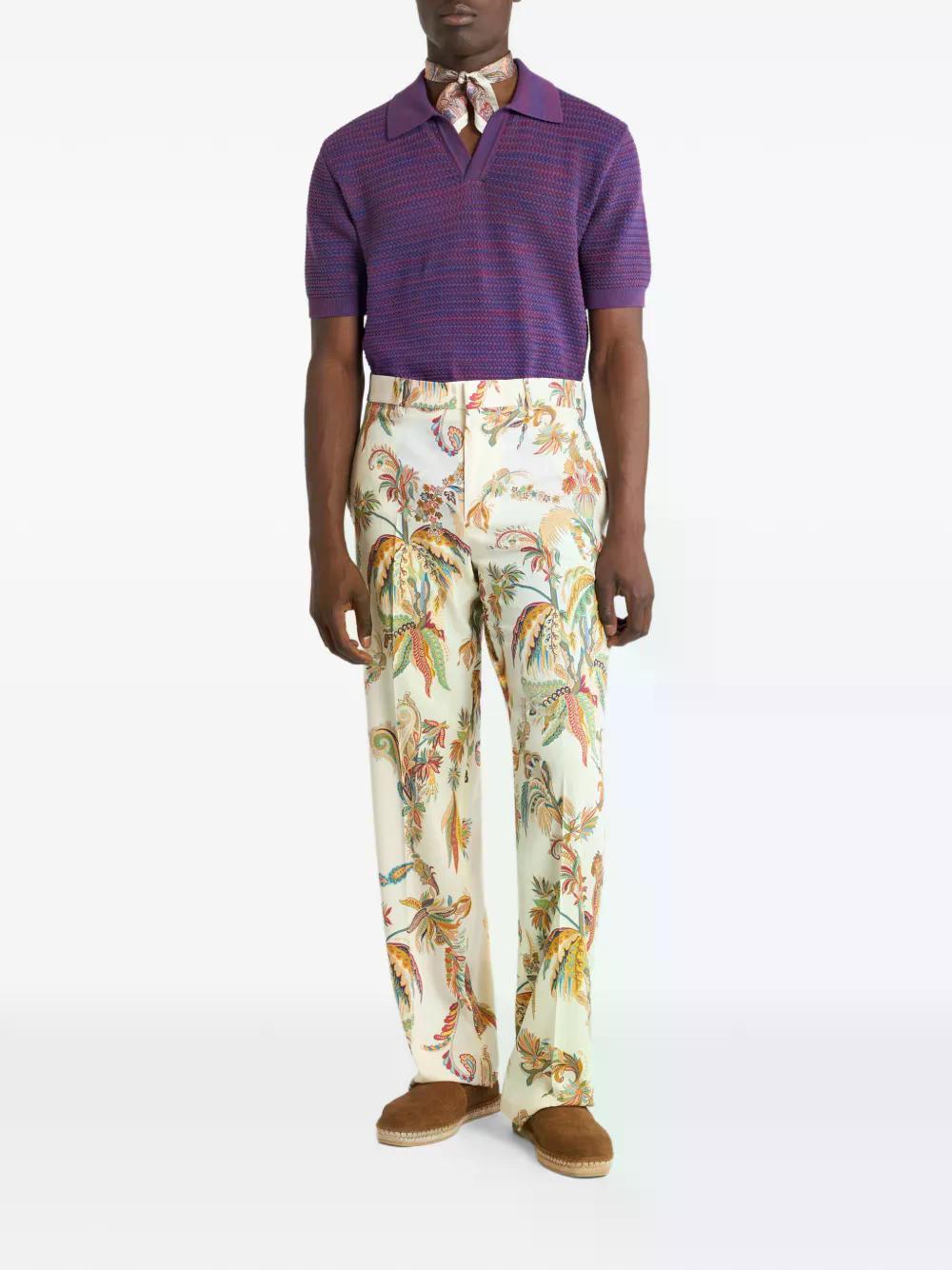 ETRO Etro Floral Print Wool Gabardine Trousers