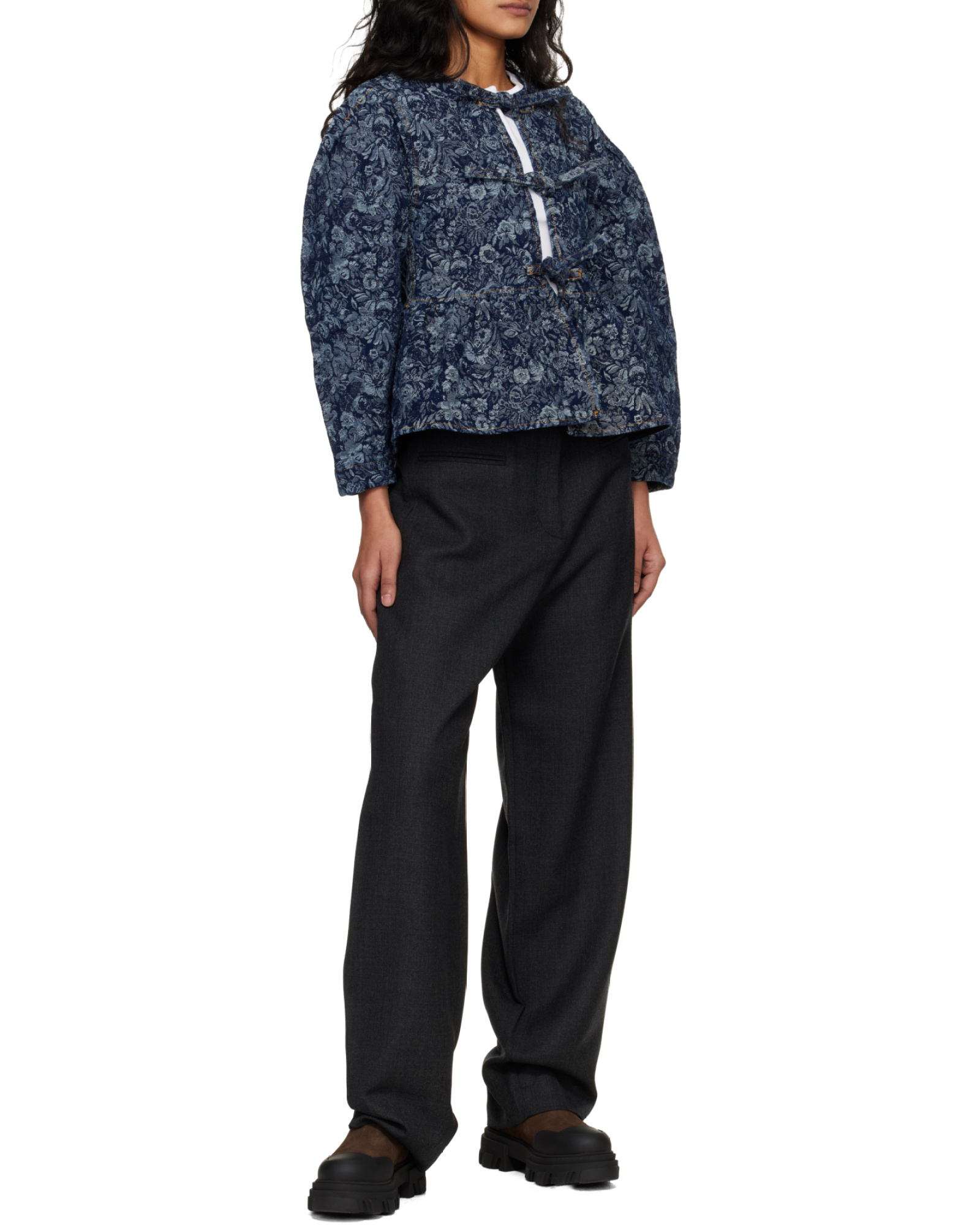 GANNI Ganni Grey Wool Suiting Trousers