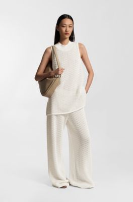 BOSS BOSS Cotton Knit Pants with Micro-Lace Structure