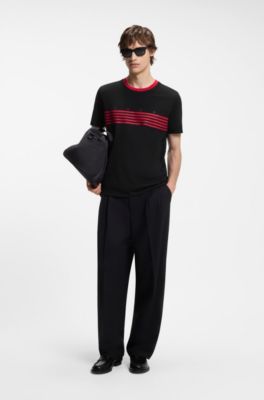 HUGO cotton t-shirt with printed stripes