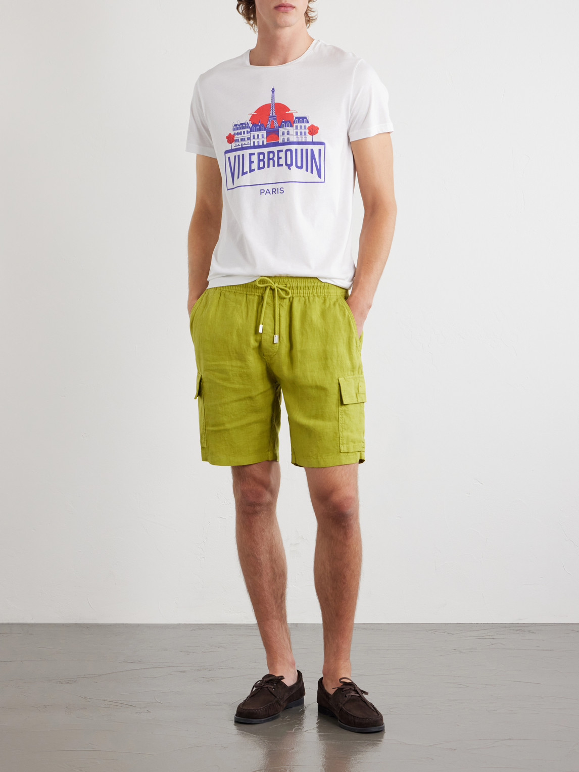 VILEBREQUIN Vilebrequin Straight-Leg Cargo Linen Drawstring Shorts
