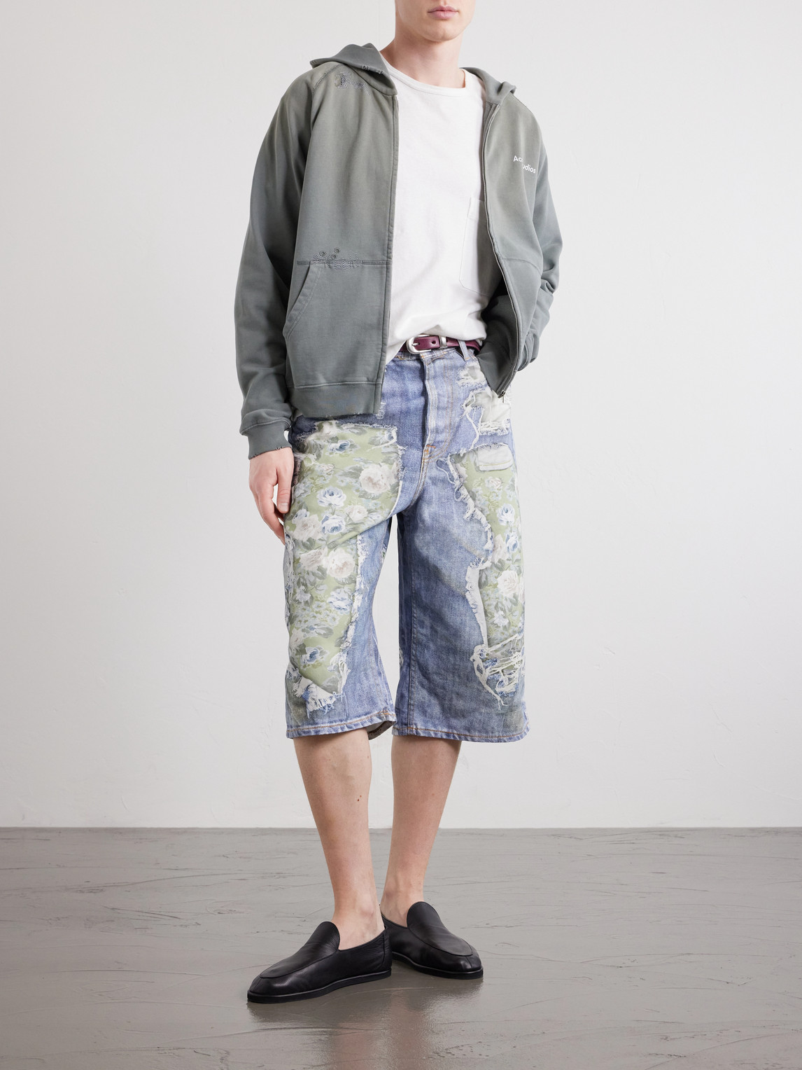 ACNE STUDIOS Judda Rose Printed Cotton Denim Shorts