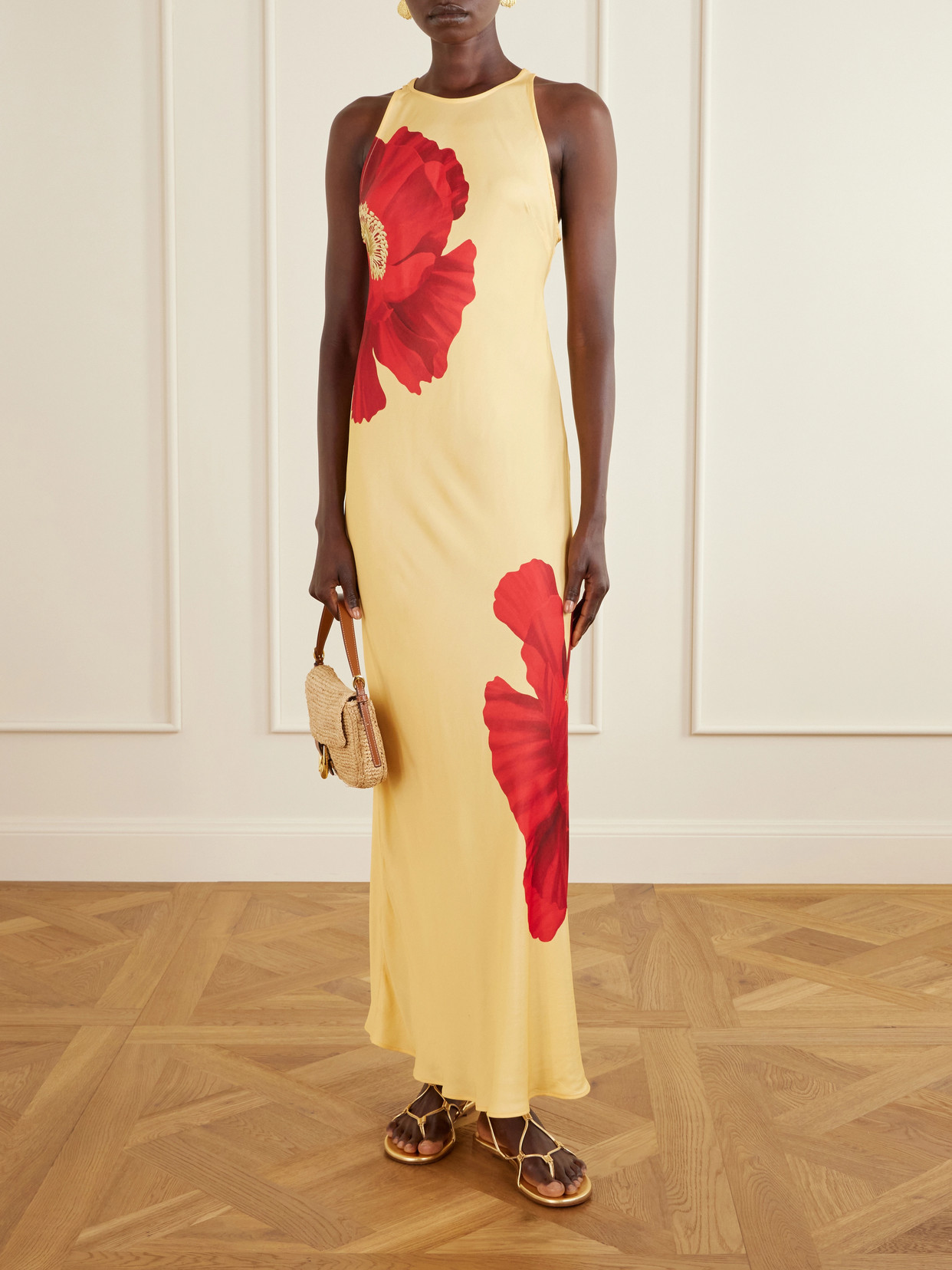 FARM RIO Farm Rio Floral-Print Satin Maxi Dress