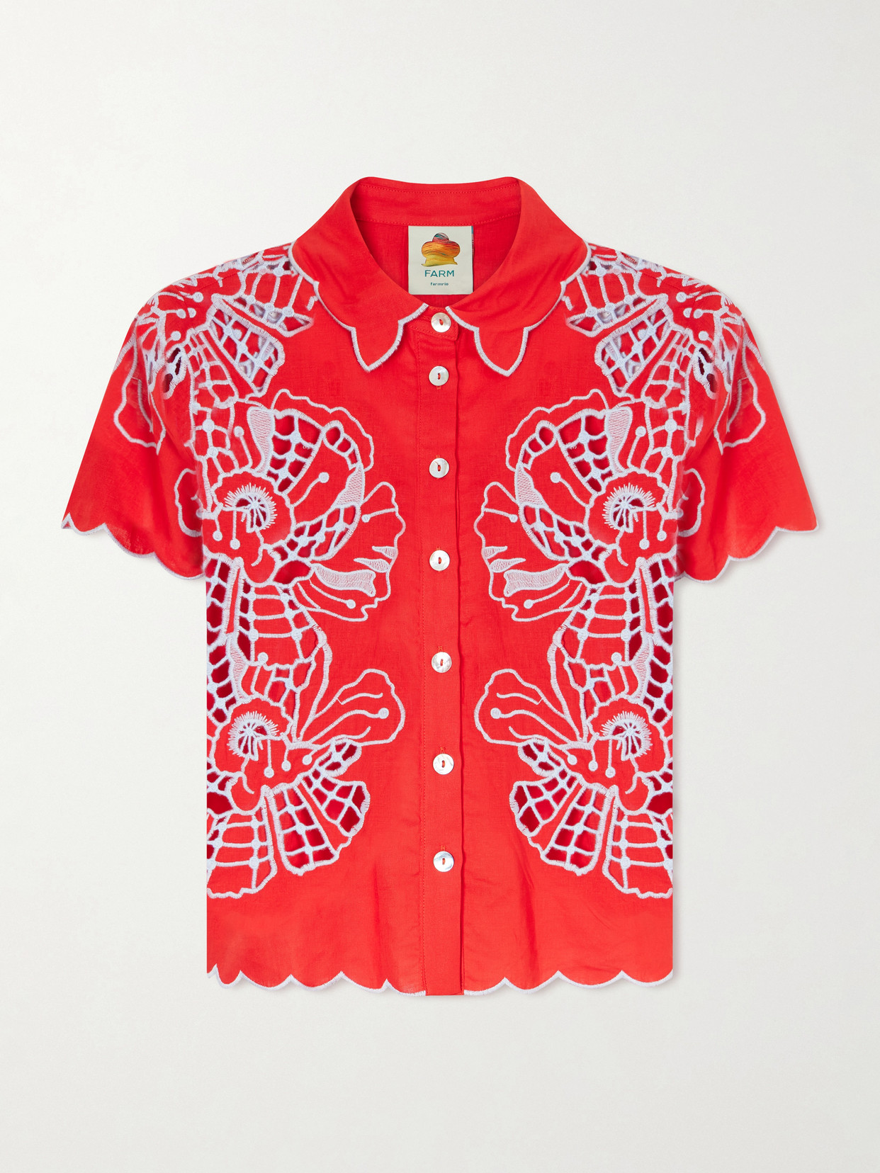 FARM RIO Farm Rio Embroidered Linen-Blend Shirt