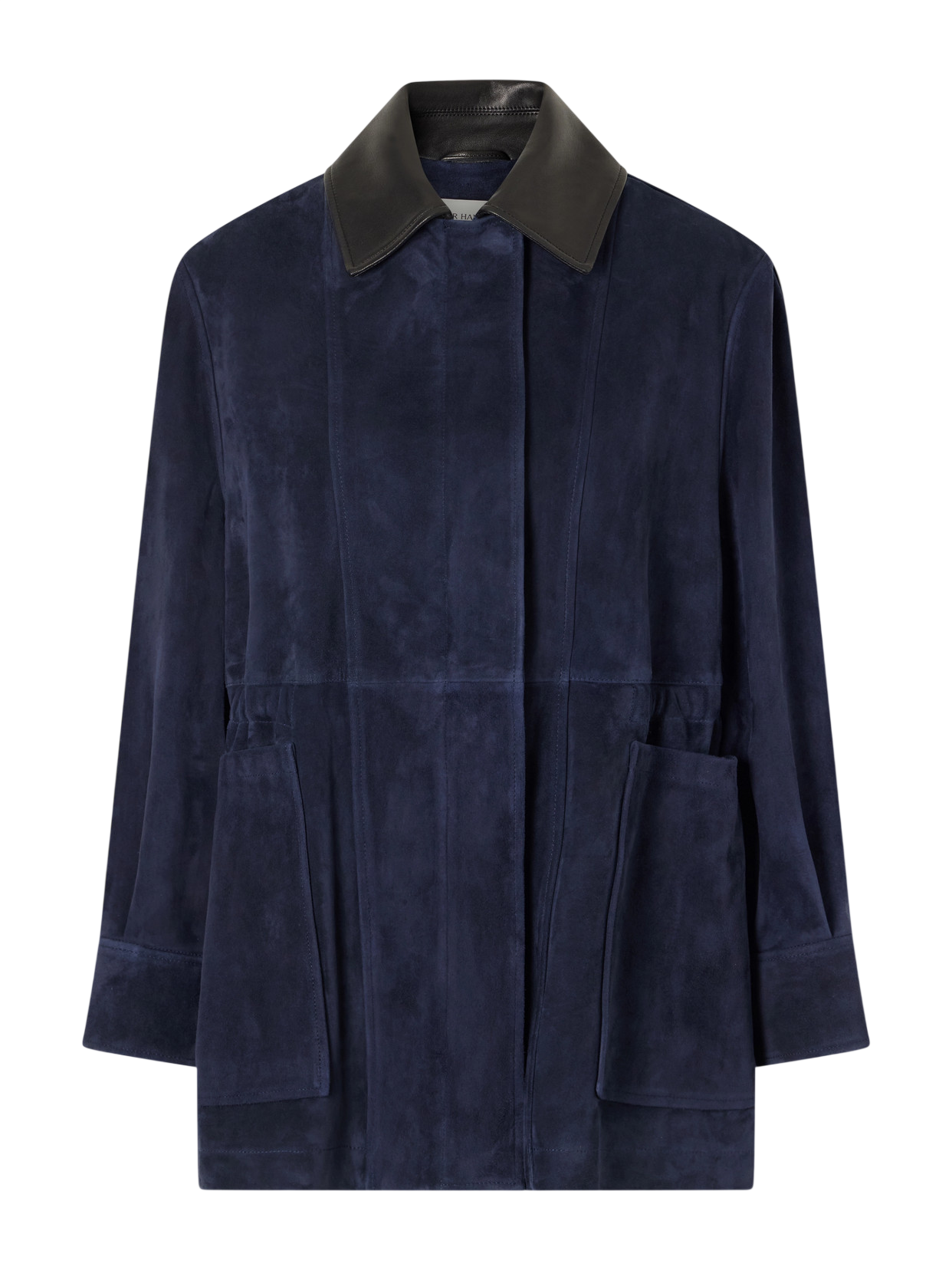 NOUR HAMMOUR Nour Hammour Grange Gathered Suede Jacket with Leather Trim