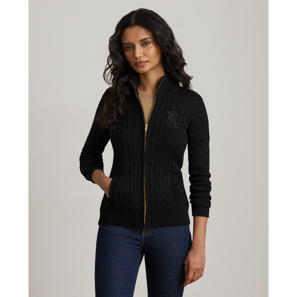 Alo Yoga Domain Rib Knit Full Zip Sweater Top - Athletic Heather