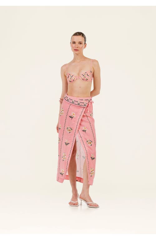 AGUA BENDITA Agua by Agua Bendita Tierra Promesa Floral Print Midi Pareo Skirt