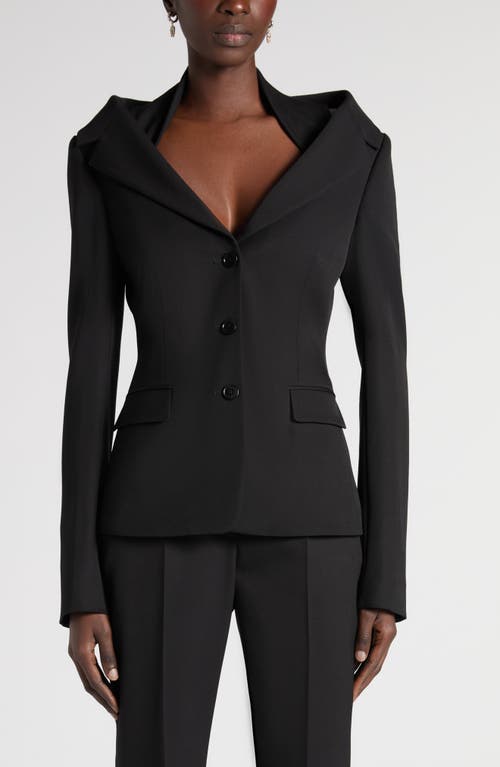 ALEXANDER MCQUEEN Off The Shoulder Wool Grain De Poudre Harness Jacket