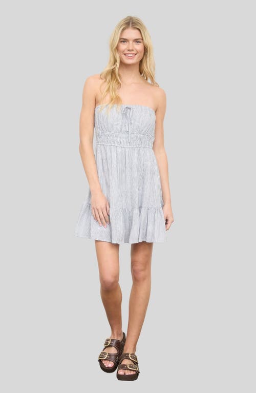 BLU PEPPER Blu Pepper Strapless Striped Mini Dress with Ruffled Hem