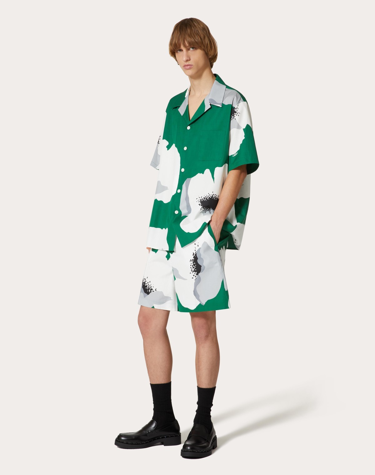 VALENTINO Valentino Floral Portrait Print Bermuda Shorts