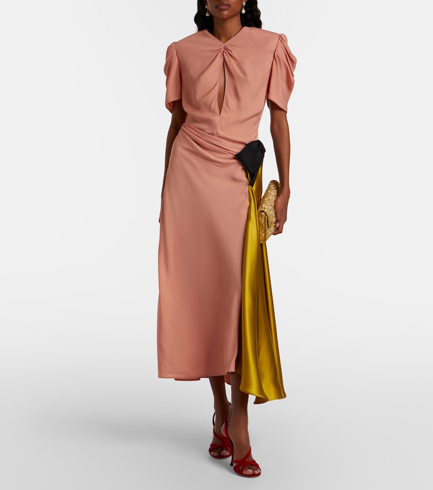 VALENTINO Valentino Draped Midi Dress with Bow Detail