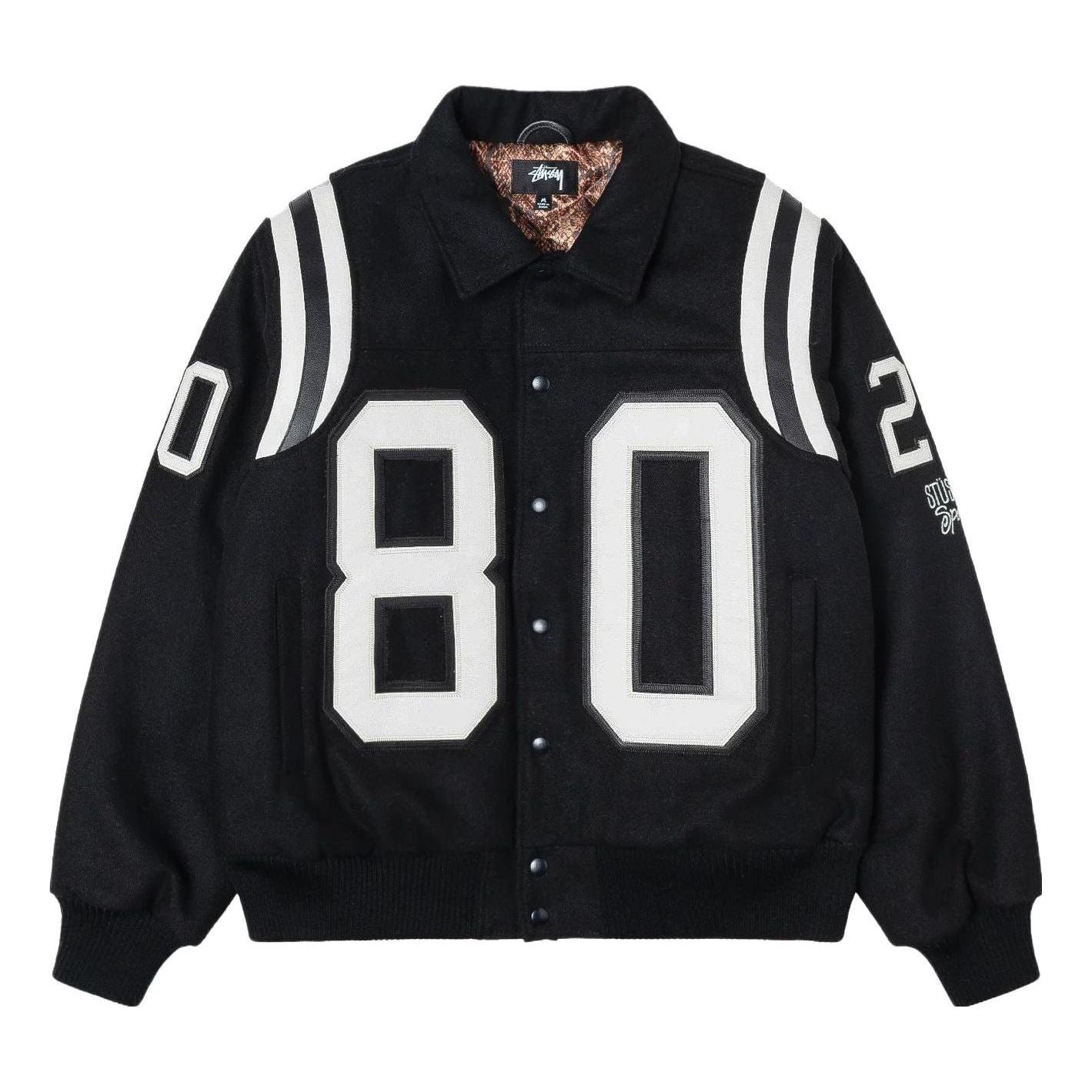 StüSsy Casentino Wool Varsity Jacket - Black | Editorialist