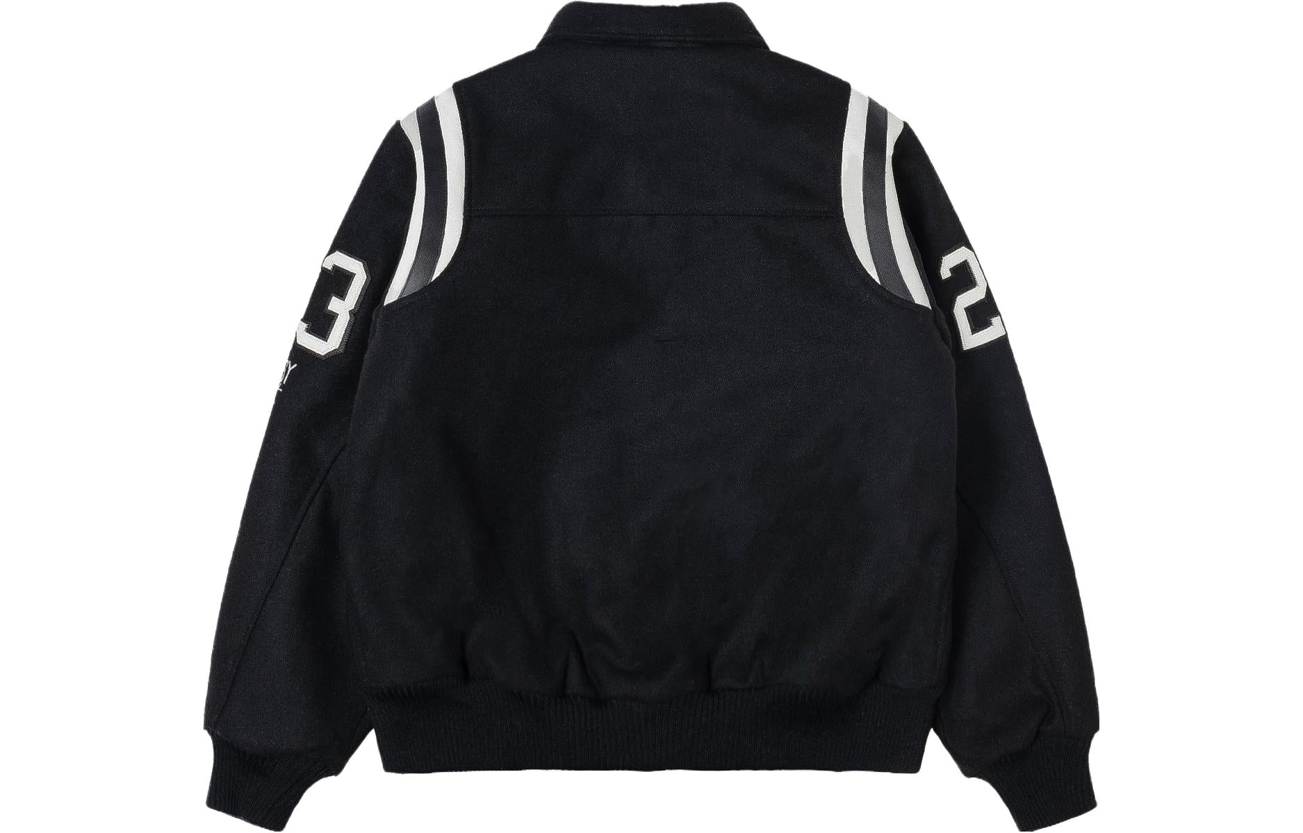 StüSsy Casentino Wool Varsity Jacket - Black | Editorialist