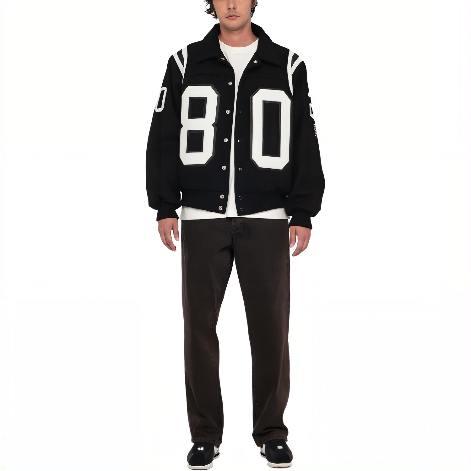 StüSsy Casentino Wool Varsity Jacket - Black | Editorialist