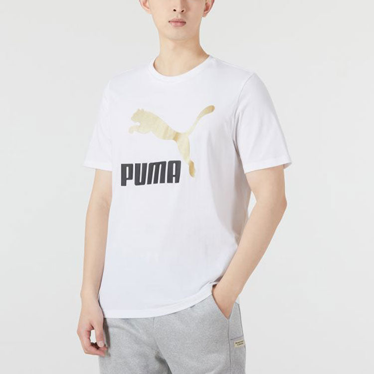 PUMA puma classics logo metallic tee 'white'