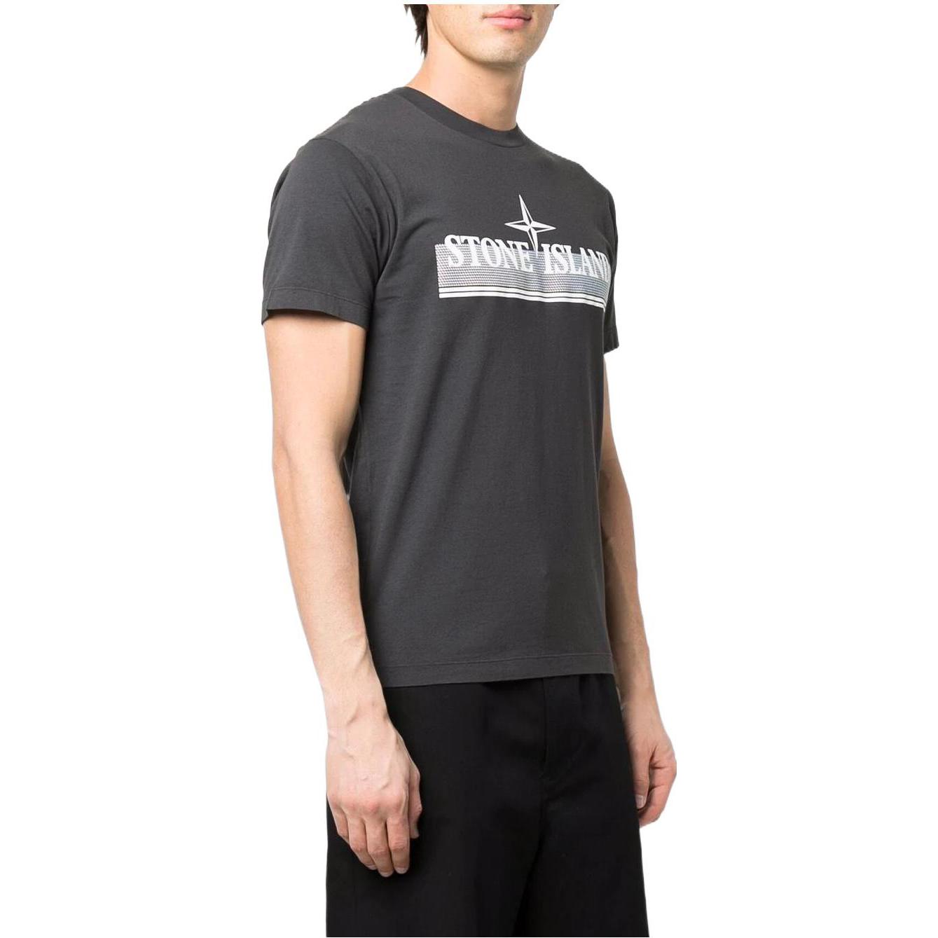 STONE ISLAND stone island tricromia print t-shirt 'charcoal'