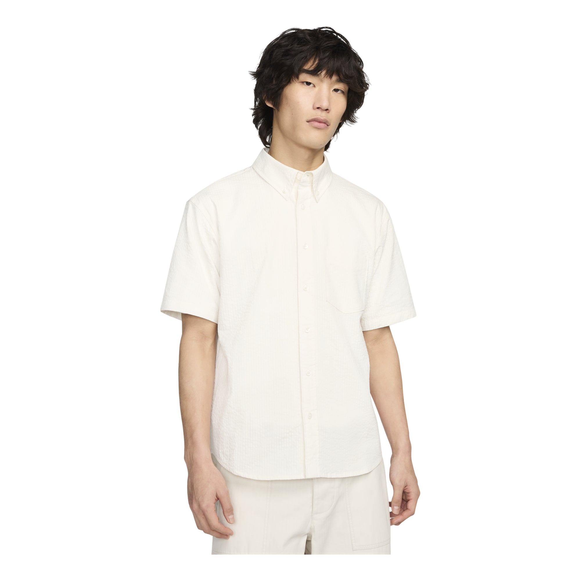 NIKE nike short sleeve seersucker button-down shirt asia sizing 'phantom'