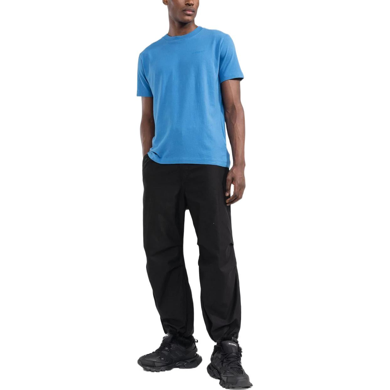 OFF-WHITE men's off-white fw22 back large logo printing round neck short sleeve blue t-shirt