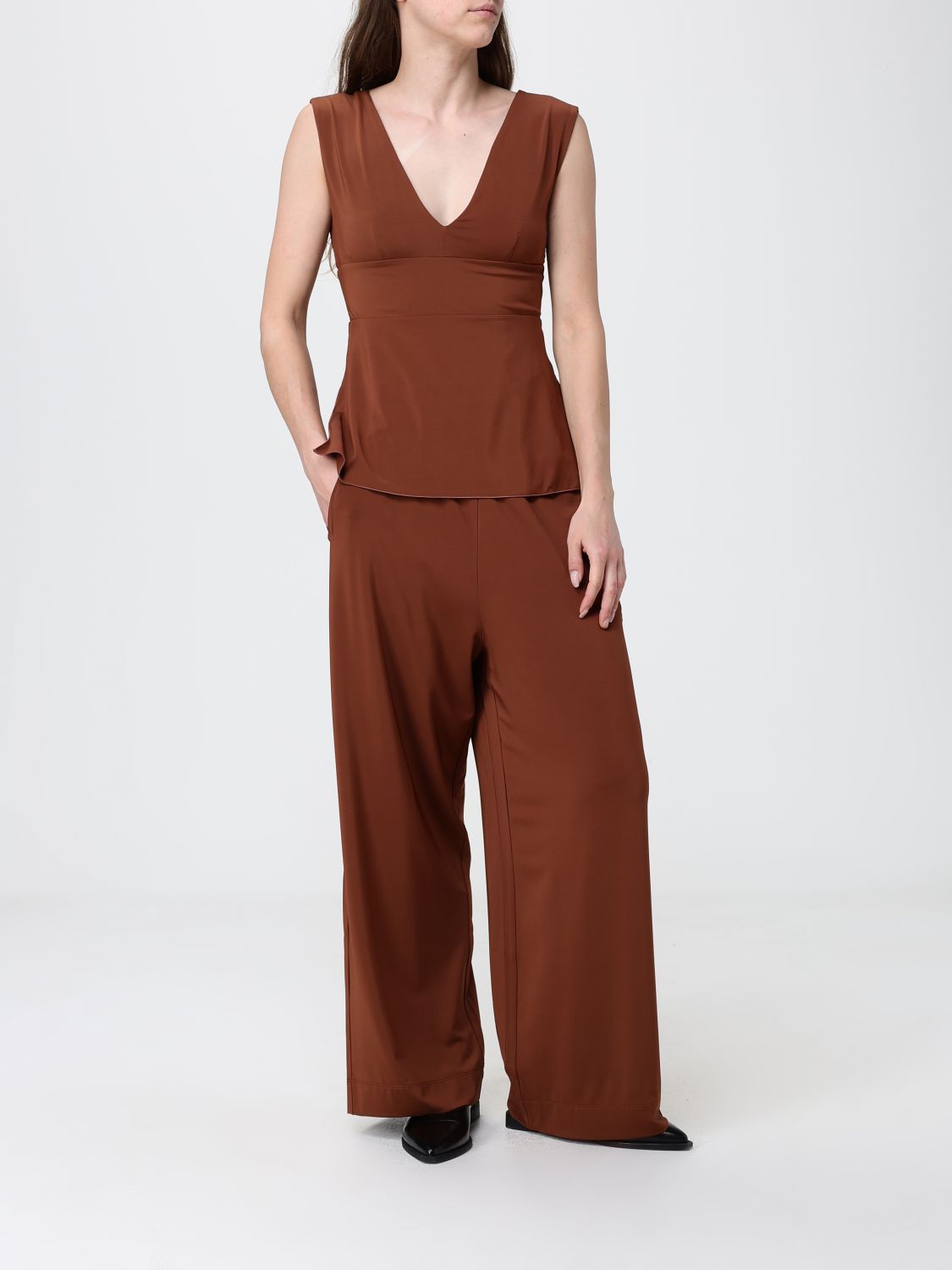 MAX MARA Max Mara Oblare V-Neck Sleeveless Stretch Viscose Top