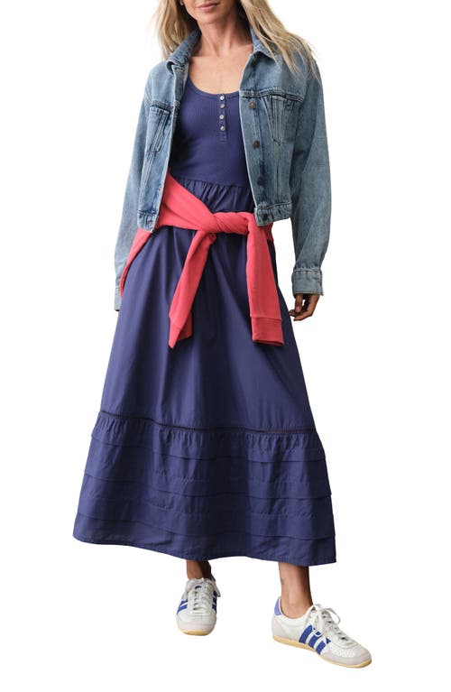 MARINE LAYER Marine Layer Lexi Rib & Poplin Sleeveless Midi Dress