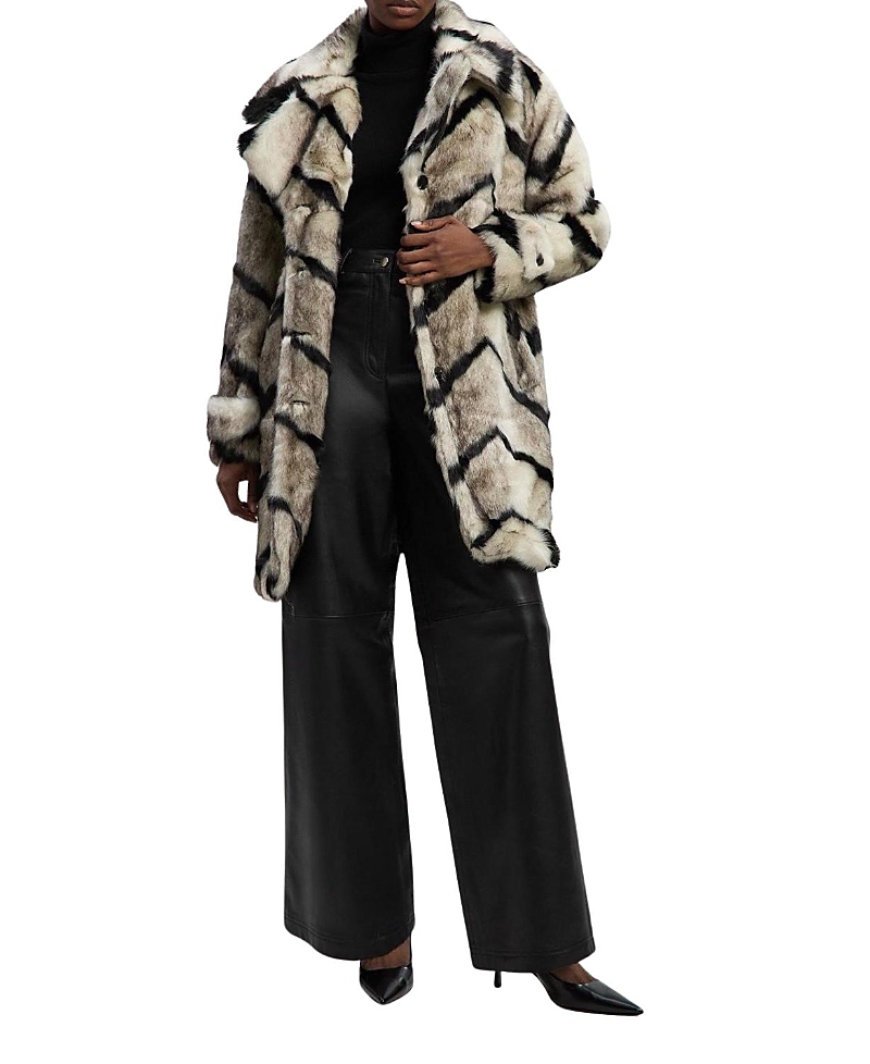 KAREN MILLEN Karen Millen Faux Fur Belted Longline Coat