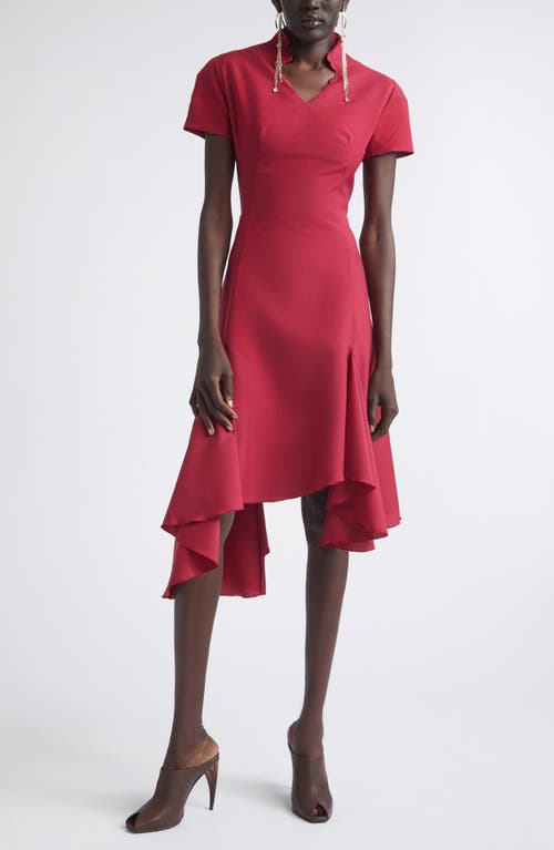 ALEXANDER MCQUEEN Asymmetrical Wool & Mohair Dress with Scalloped Edges