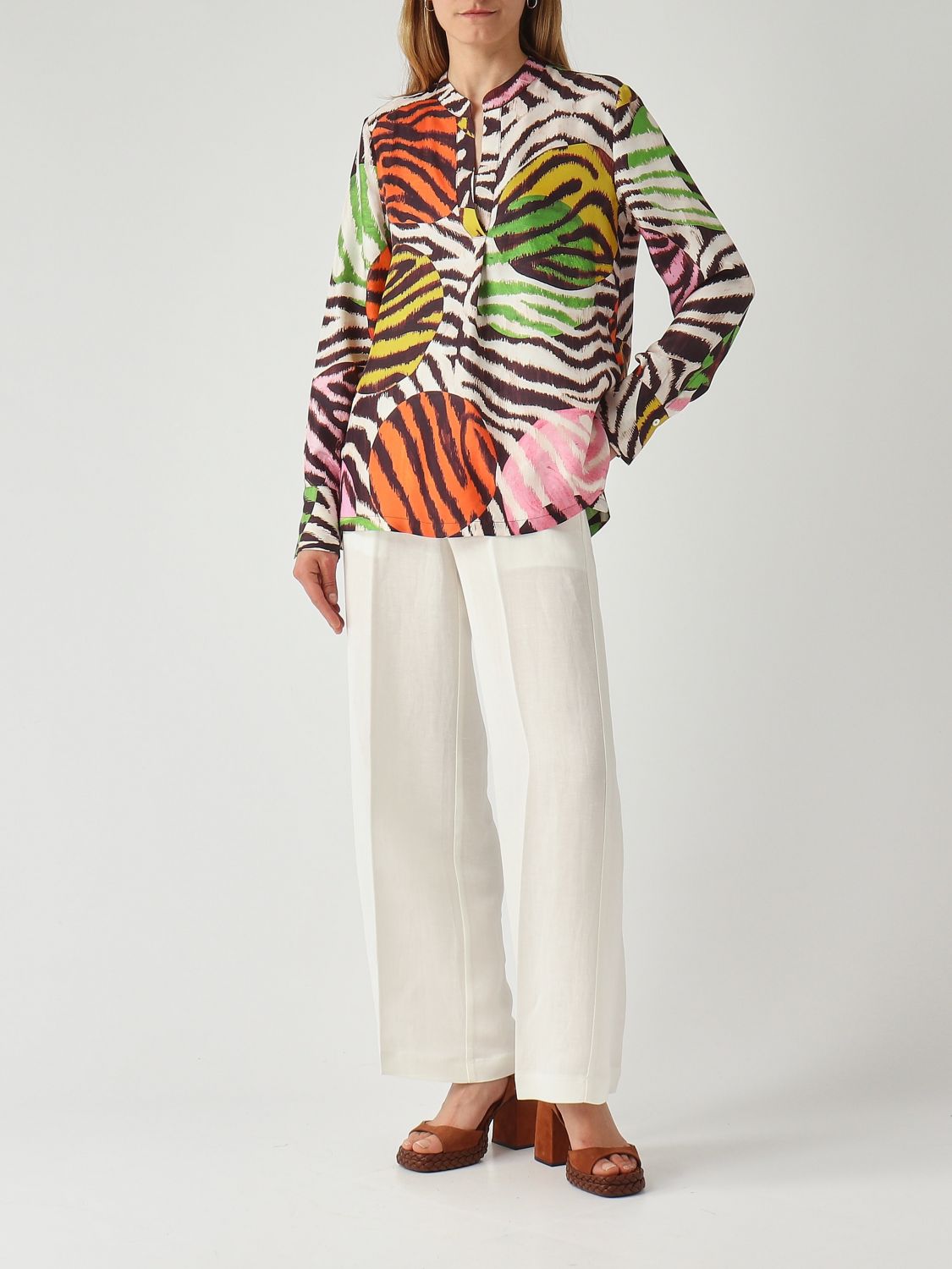 MALÌPARMI Maliparmi Zebra and Polka Dot Print Viscose Blouse