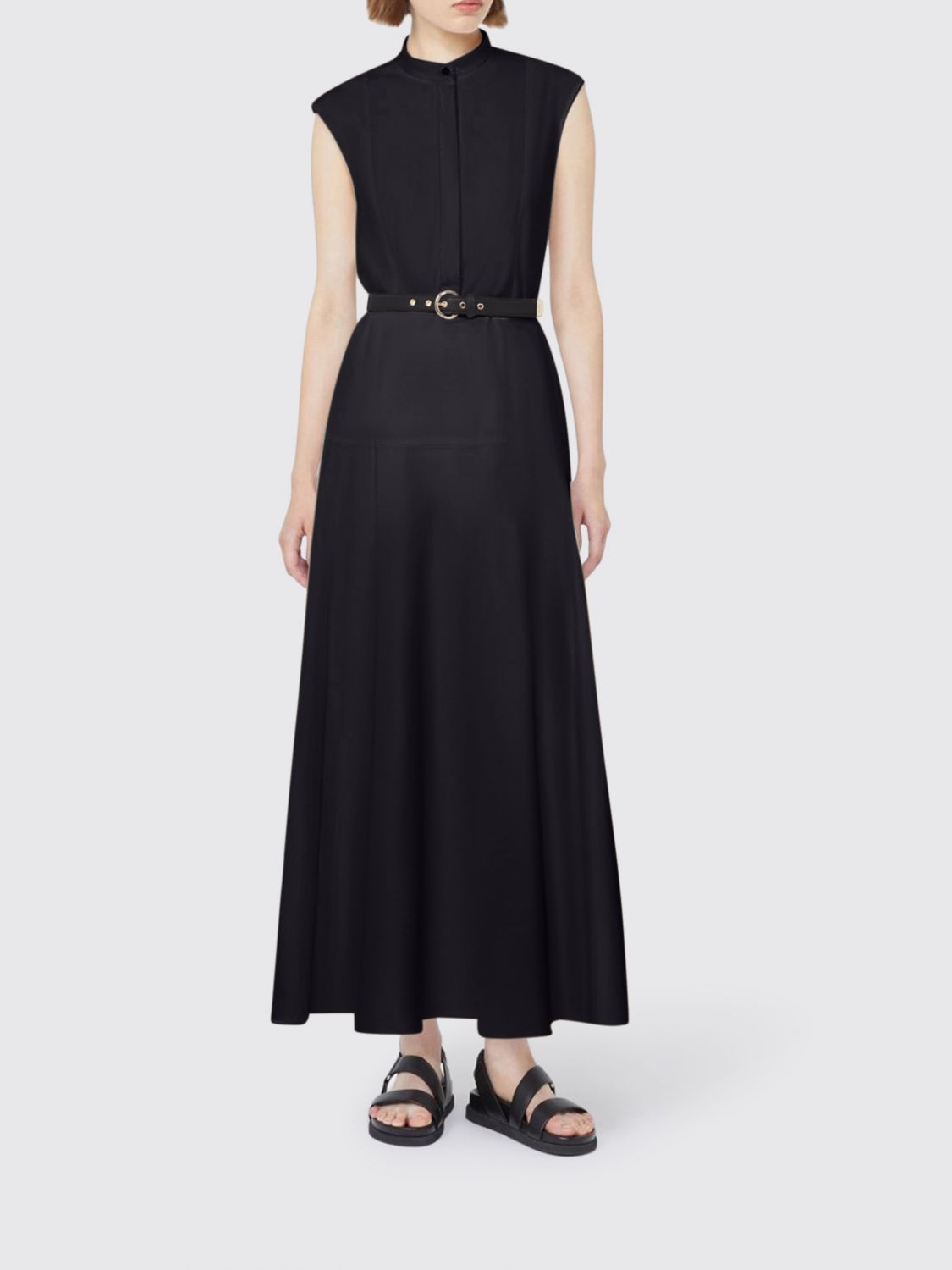massimo dutti black pleated dress Flowing pleated midi dress Black Dress