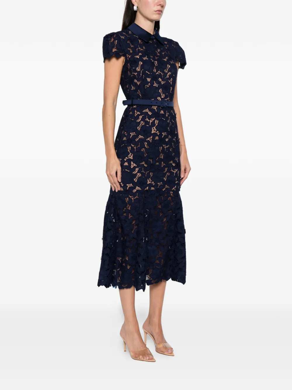 Self-Portrait Magnolia Lace Midi-Dress In Black - 50% Off