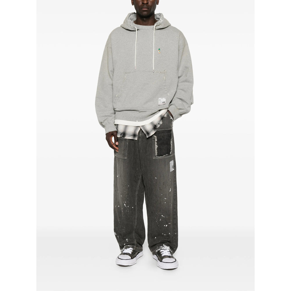 MIHARA YASUHIRO MAISON MIHARA YASUHIRO Grey Pinstriped Wide-Leg Jeans with Paint Splatter Detail