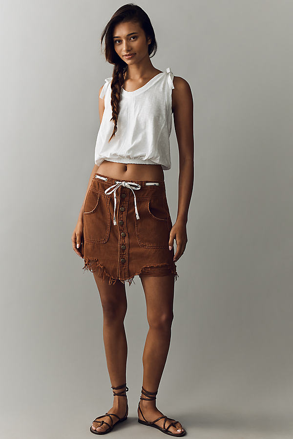PILCRO Pilcro Drawstring Denim Mini Skirt