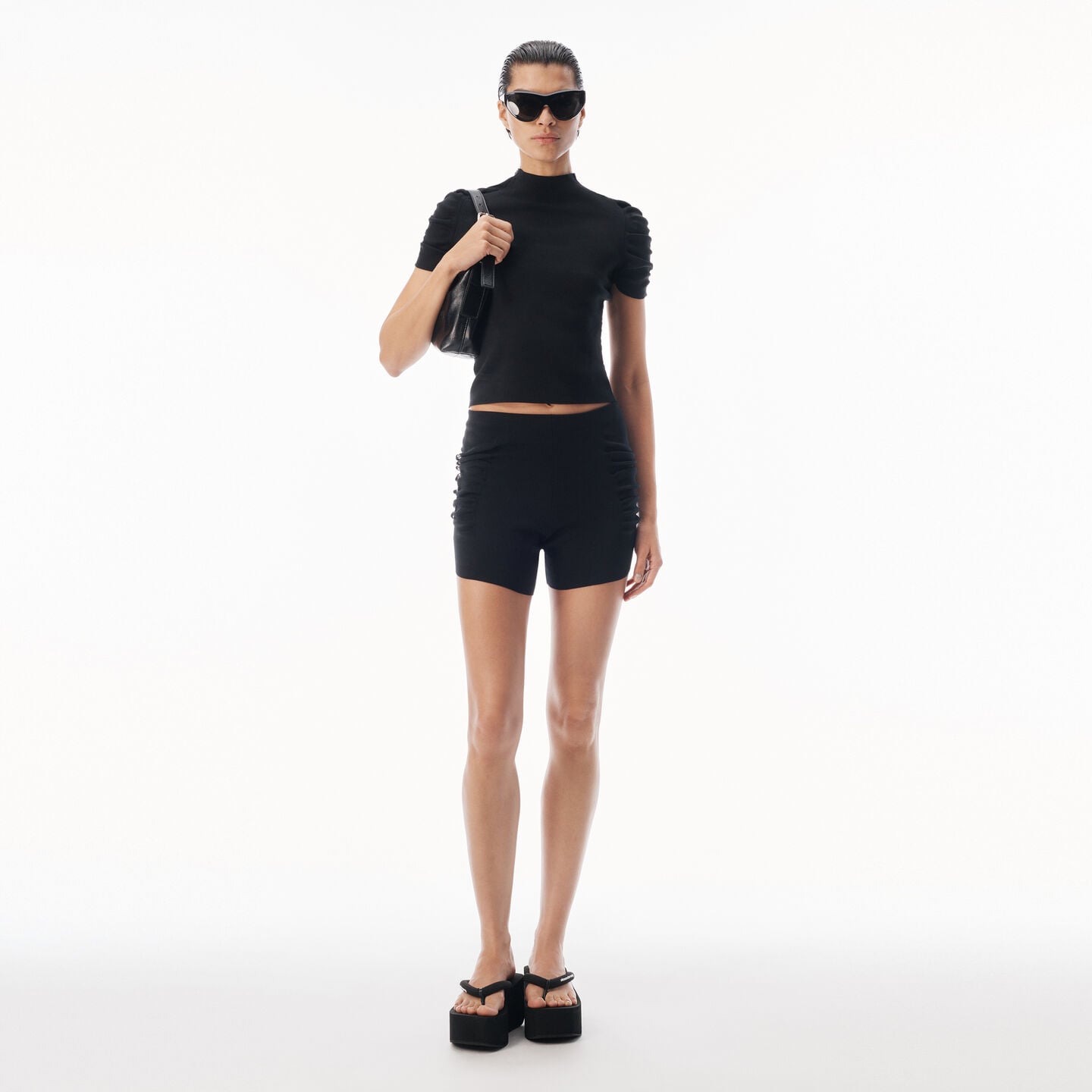 ALEXANDER WANG Alexander Wang Ruched Logo Mini Shorts