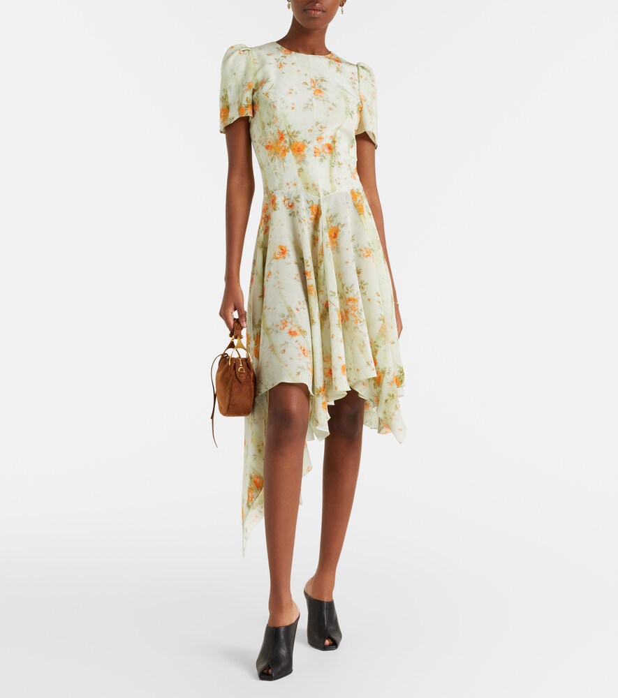 ALEXANDER MCQUEEN McQueen Floral Asymmetric Midi Dress