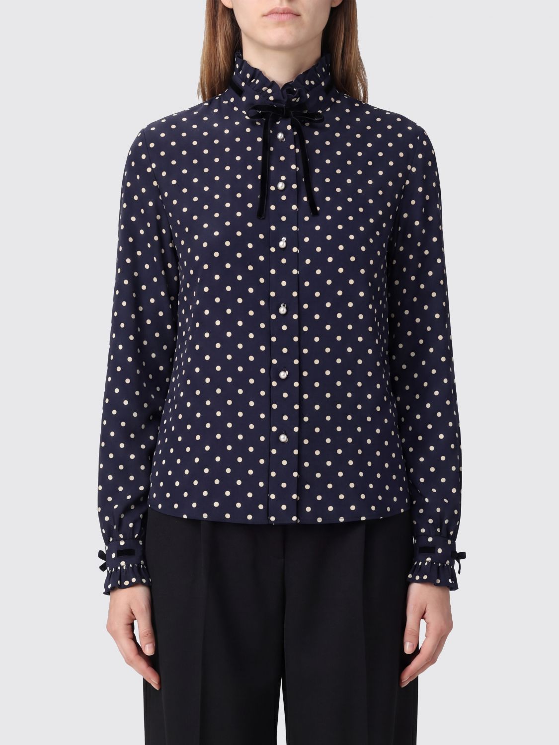 VALENTINO Valentino Polka Dot Shirt with Pussy Bow Detail